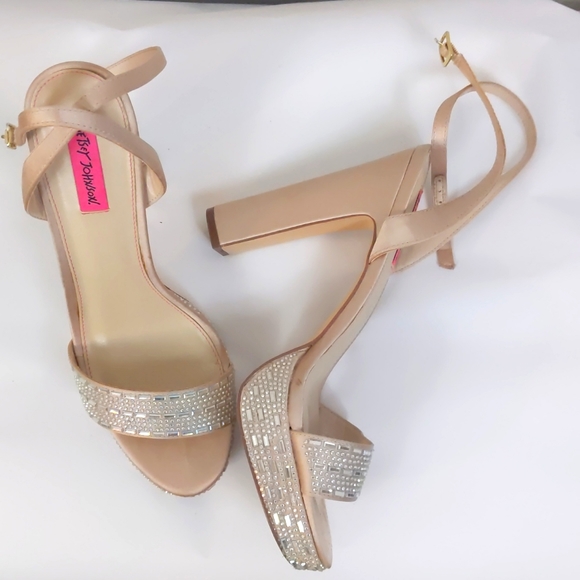 Betsey Johnson | Shoes | Betsey Johnson Alliie Womens Bling Satin Open ...